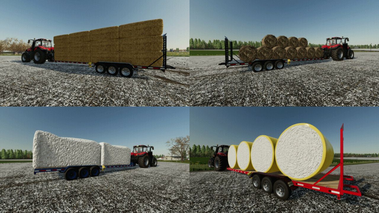 30' Flatbed Autoloading Trailer Pack FS22 - KingMods