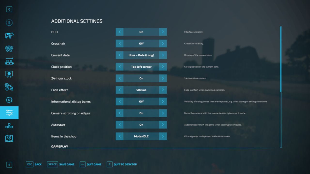 Additional Game Settings FS22 - KingMods
