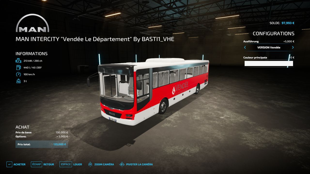 Bus Man Intercity - "Vendée Le Département 85" FS22 - KingMods