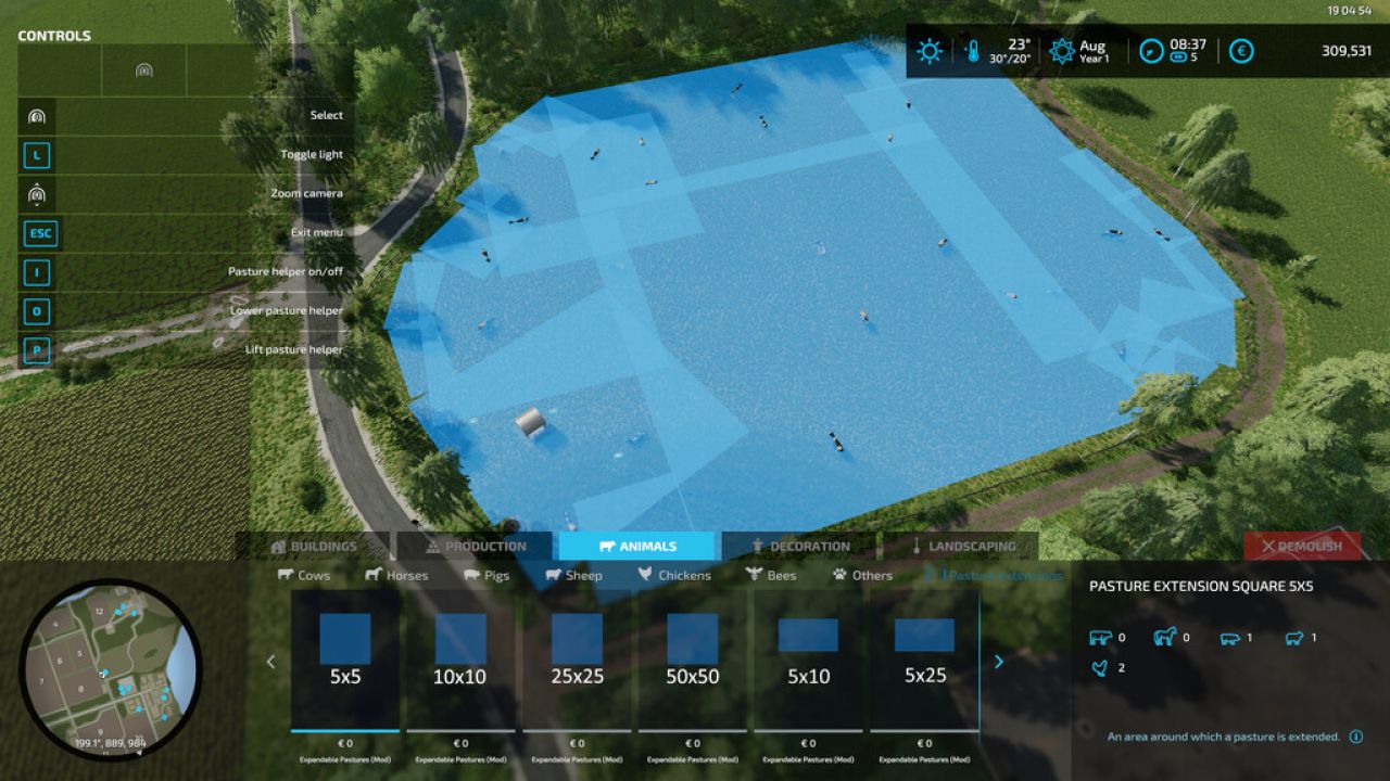 Expandable Pastures FS22 - KingMods