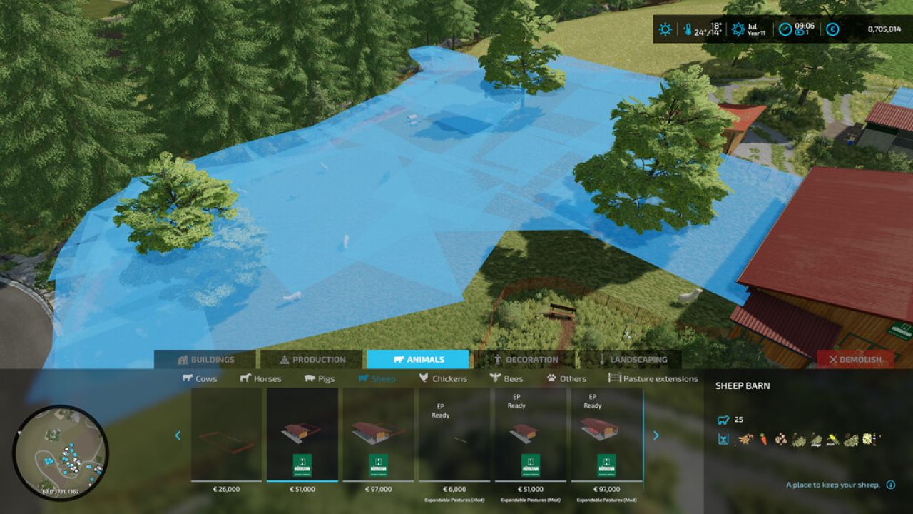 Expandable Pastures FS22 - KingMods