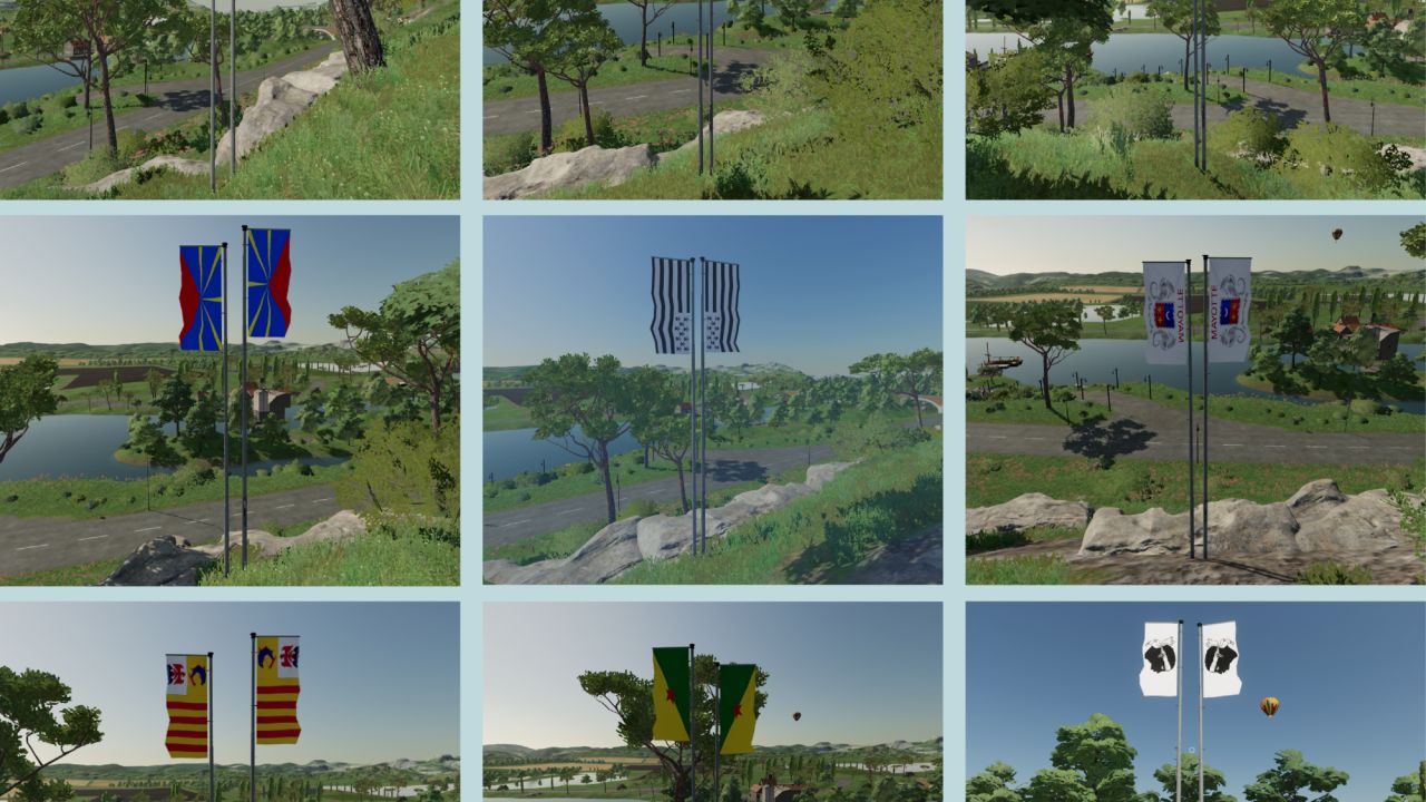 Paquete de banderas de regiones francesas FS22 - KingMods