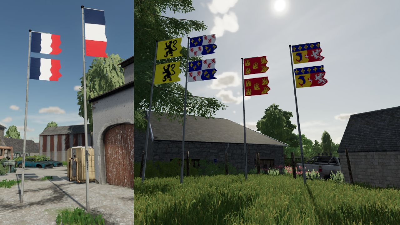 Pack de drapeaux des Régions Françaises FS22 - KingMods