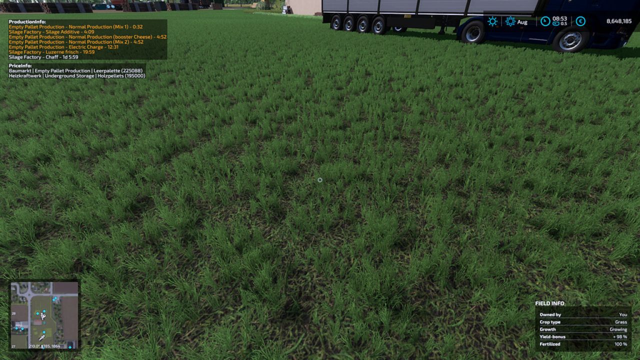 Infos sur la production Hud FS22 - KingMods