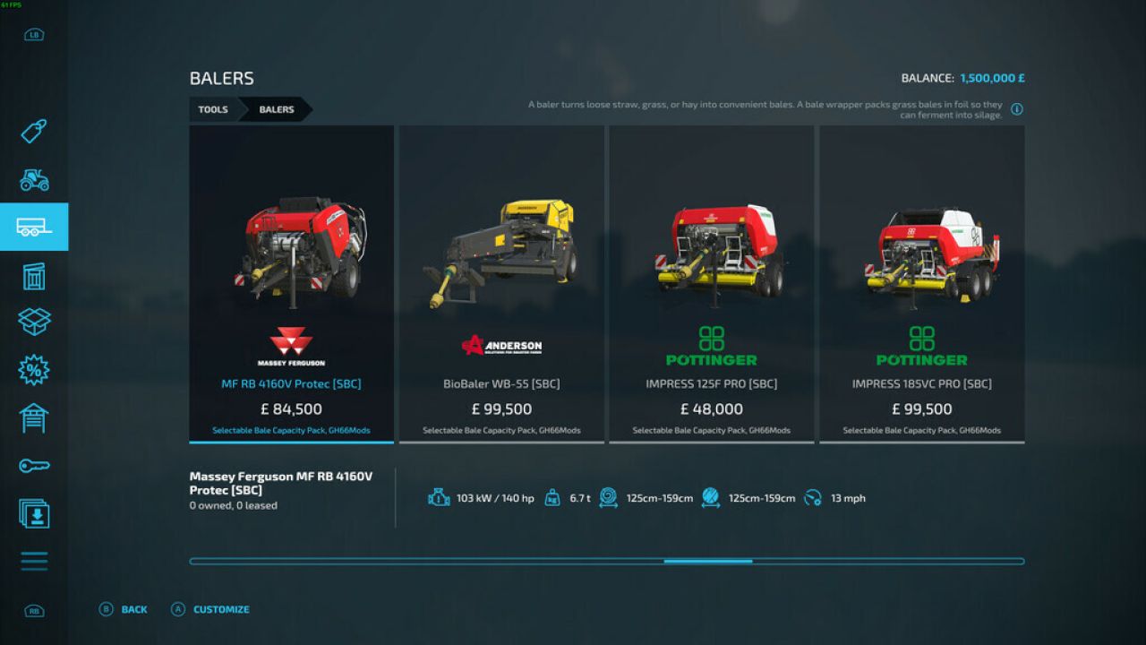 Selectable Bale Capacity Pack FS22 - KingMods