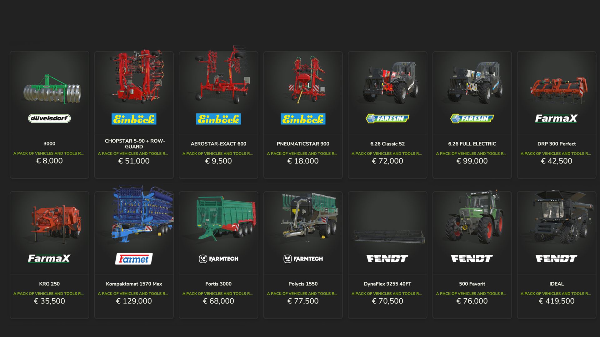 Véhicules et outils Pack D-H FS25 - KingMods